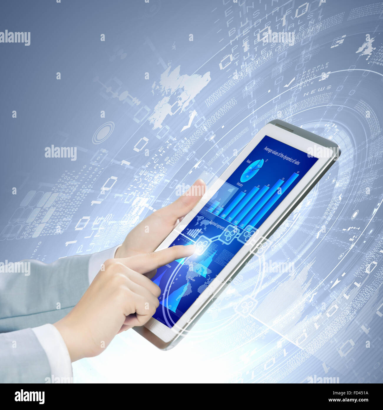 Close up image of human hand touching screen of tablet pc Stock Photo ...