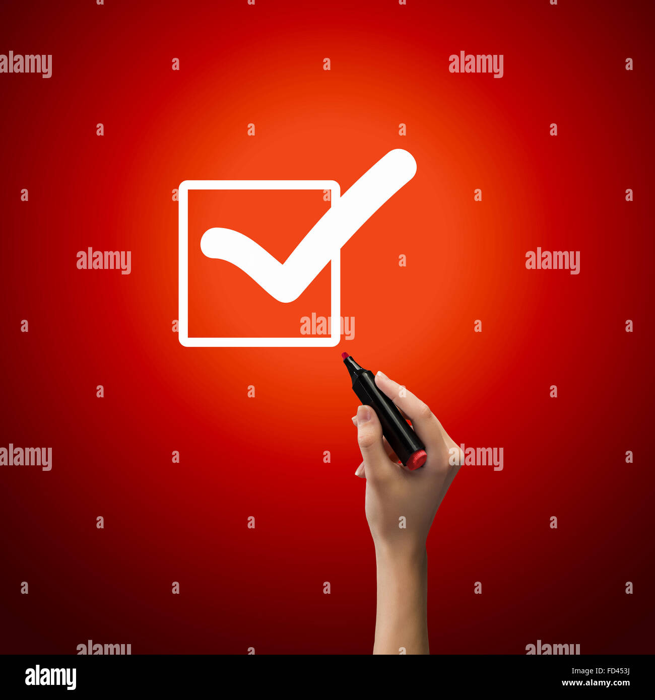 Hand putting check mark hi-res stock photography and images - Alamy