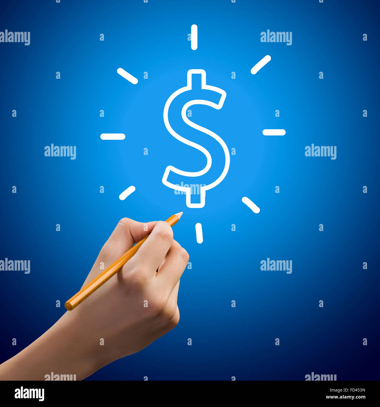 Dollar symbol in human palm. Currency concept Stock Photo - Alamy