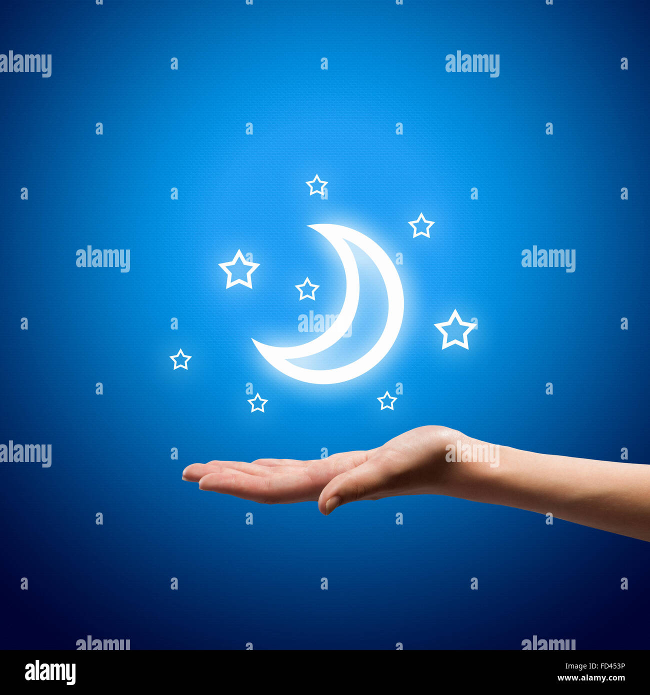 Close up if human hands holding moon Stock Photo - Alamy