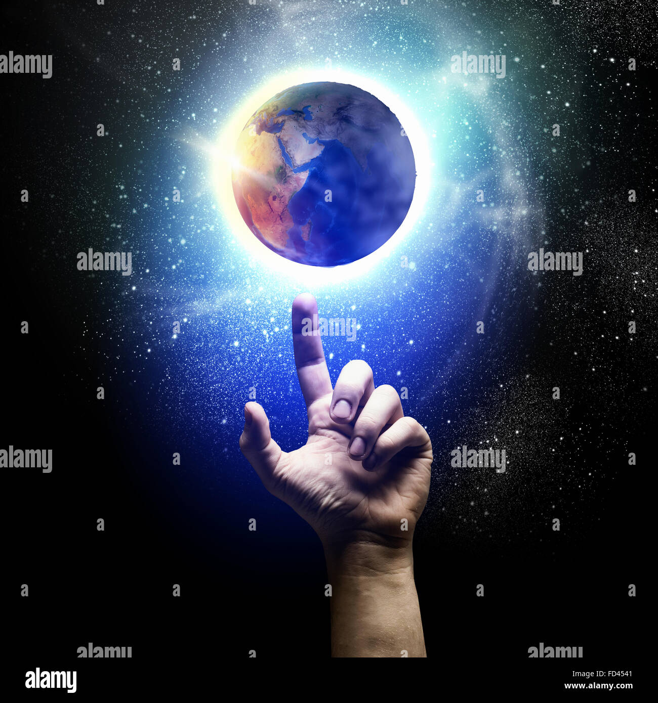 Human hand and earth planet. Ecology concept. Elements of this image ...