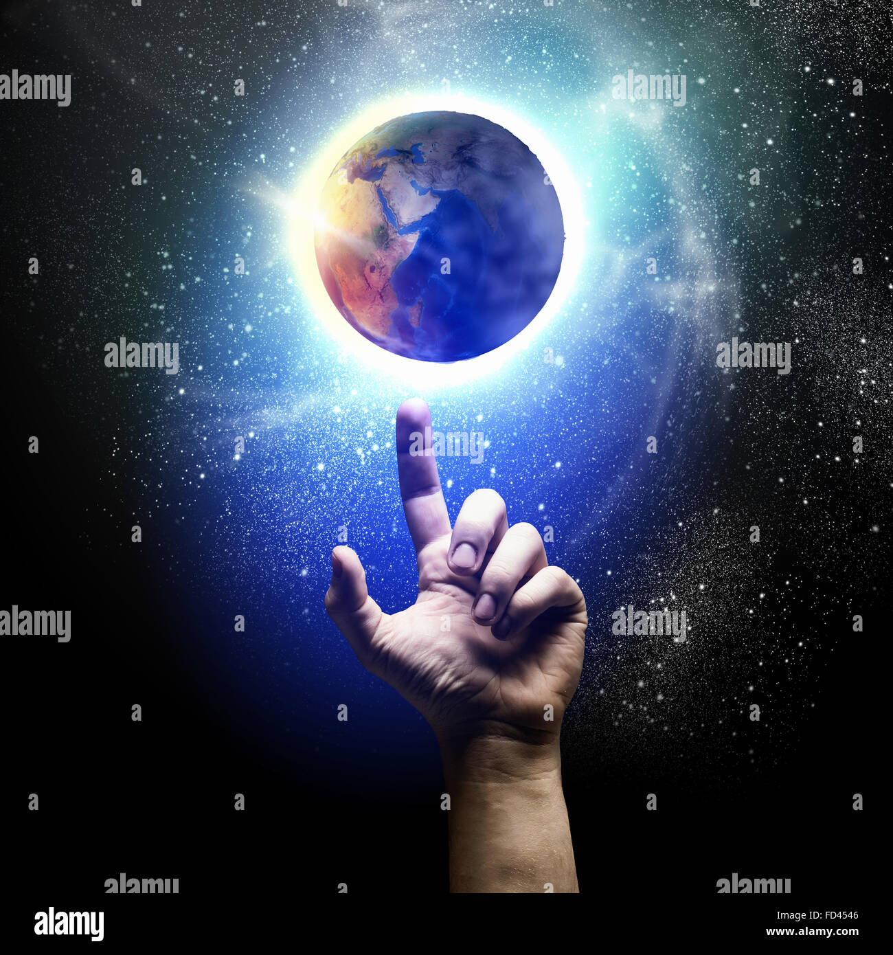 Human hand and earth planet. Ecology concept. Elements of this image ...