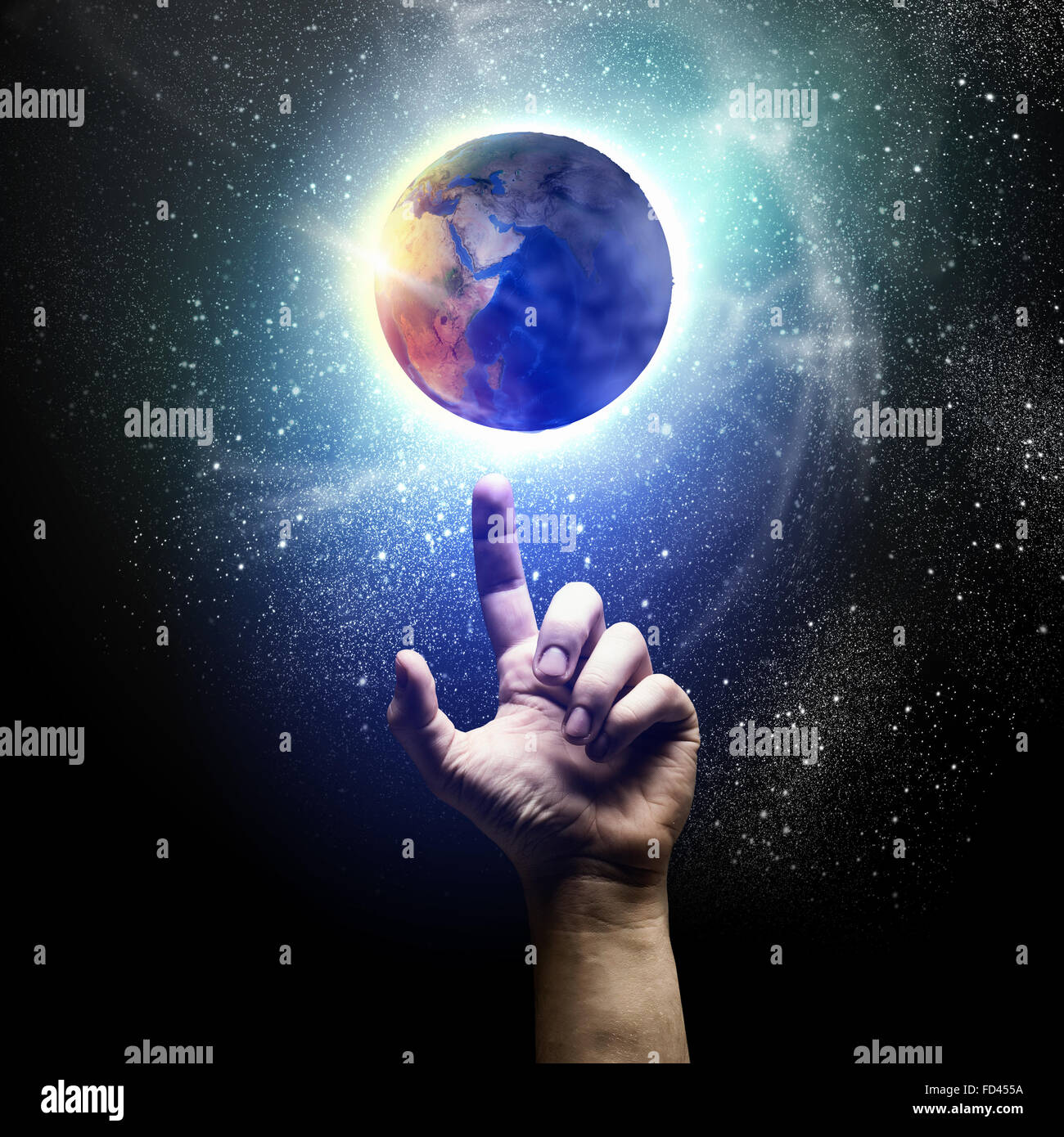 Human hand and earth planet. Ecology concept. Elements of this image ...
