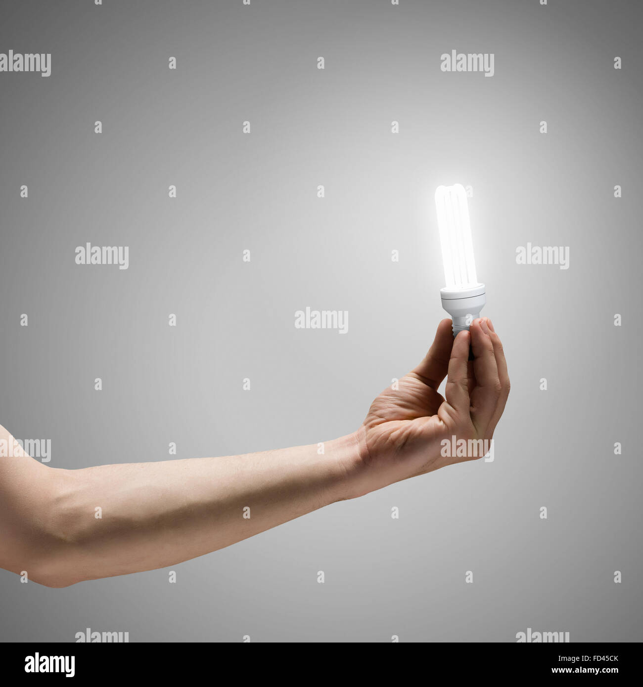 Close up image of human hand holding electrical bulb Stock Photo - Alamy