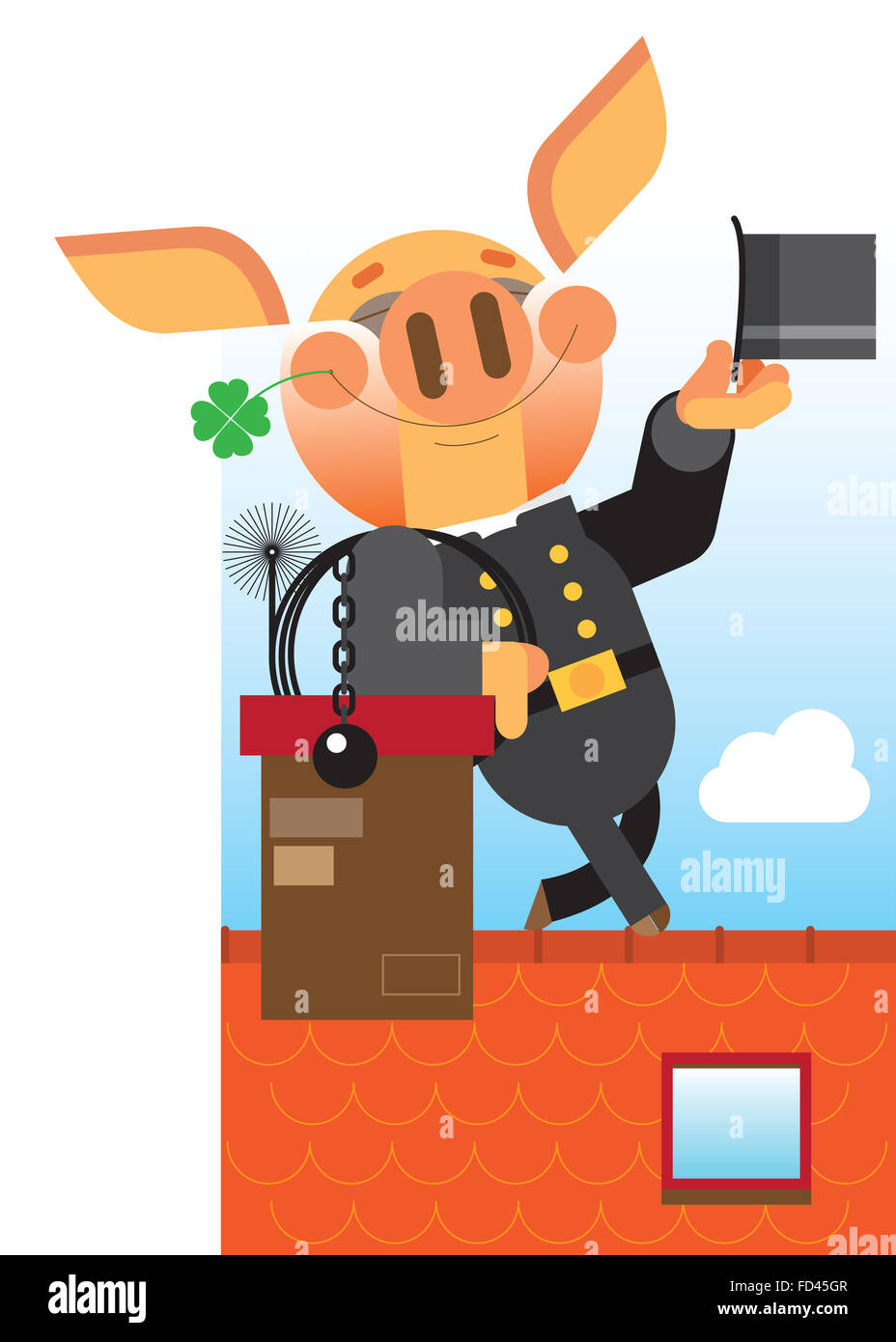 Pig Chimney Sweep.Good luck Stock Photo - Alamy