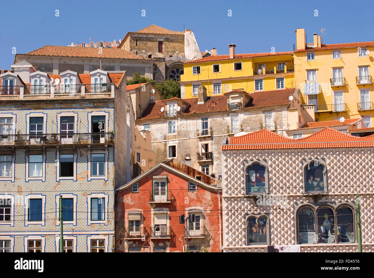 Coloured buildings in the Alfama area of Lisbon, Portugal Stock Photo ...