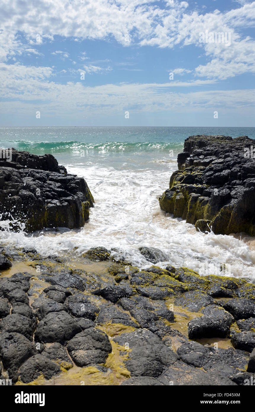 Basalt rock formations on the Back Beach near Wyalup Rocky Point at ...