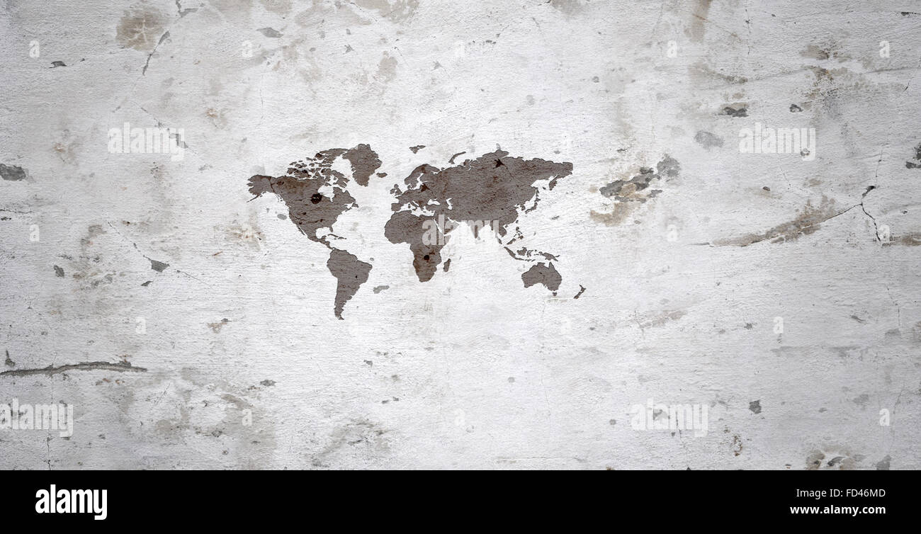 Wall with world map hi-res stock photography and images - Alamy