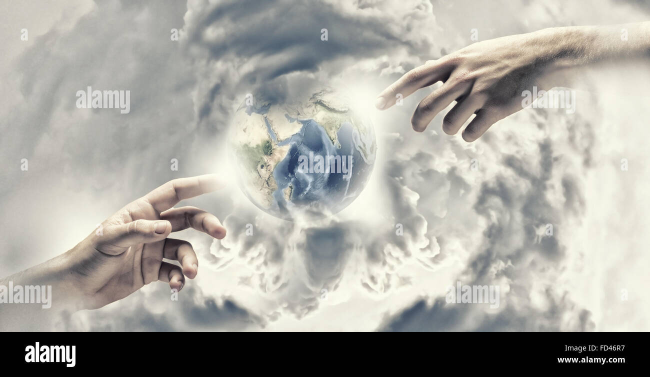 Creation adam michelangelo two hands hi-res stock photography and ...