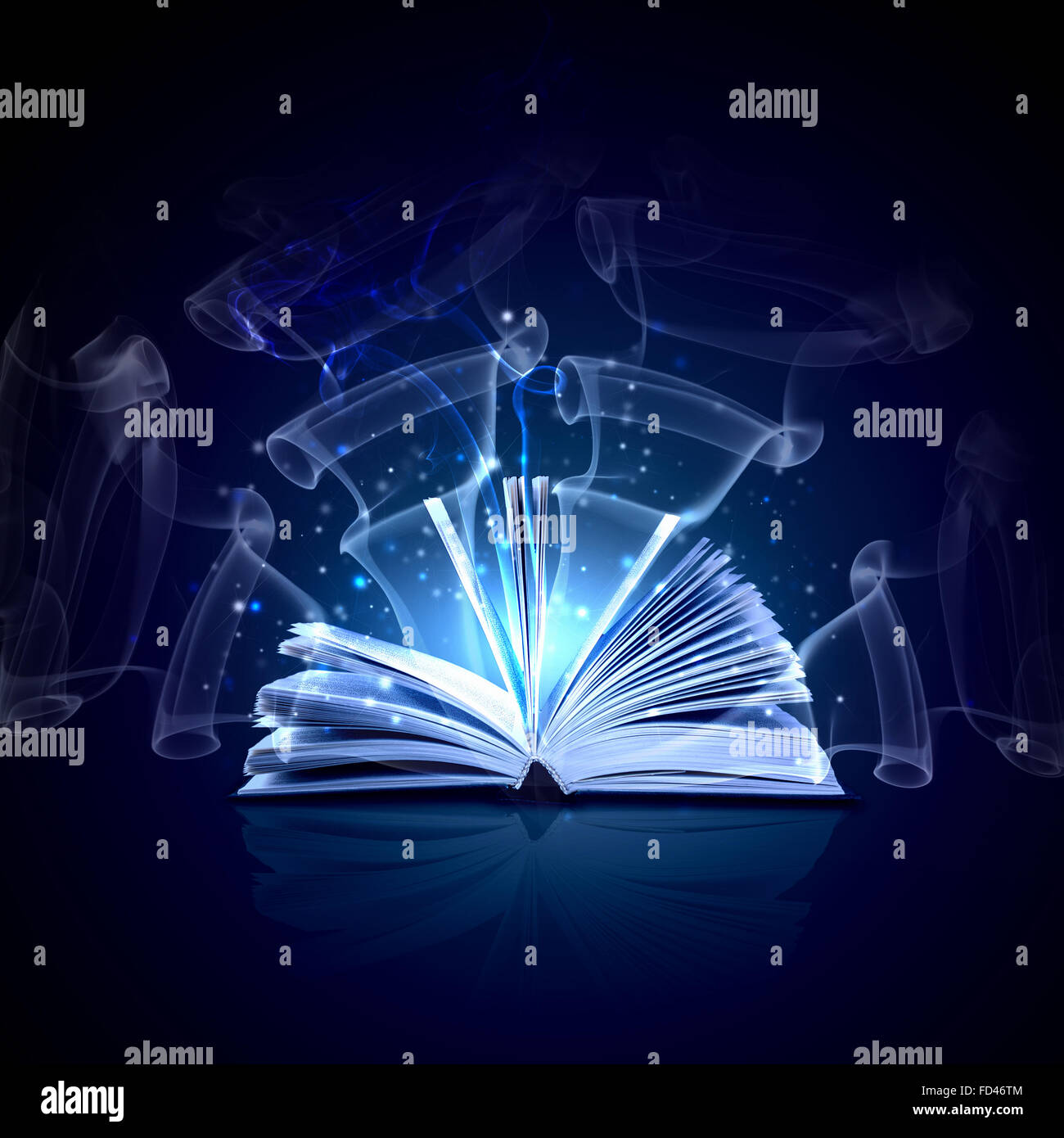 Old black magic book lights hi-res stock photography and images - Alamy