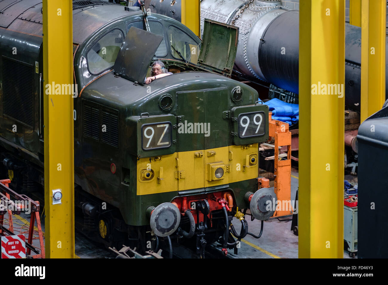 Train being restored at National Railway Museum, York Stock Photo - Alamy