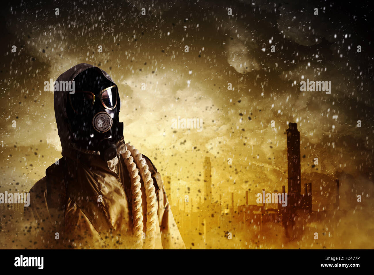 Stalker against nuclear background. Disaster and pollution Stock Photo ...