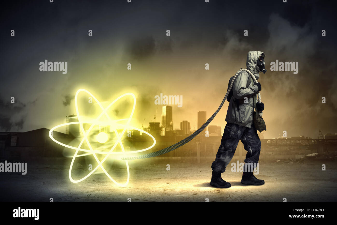 Stalker against nuclear background. Disaster and pollution Stock Photo ...