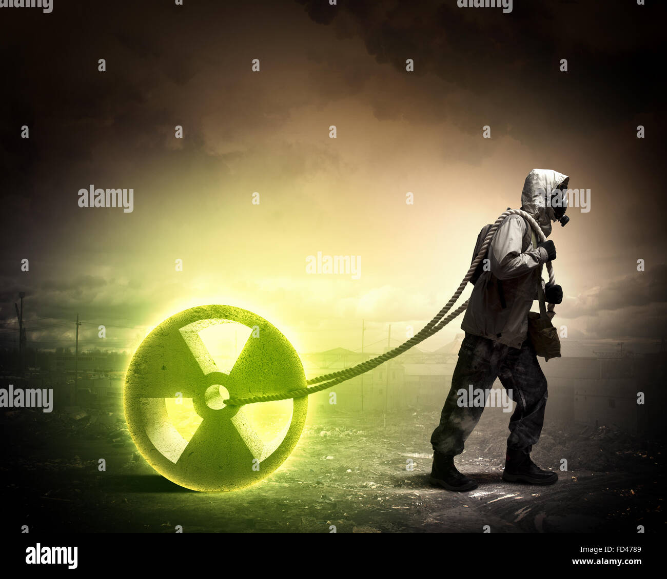 Stalker against nuclear background. Disaster and pollution Stock Photo ...