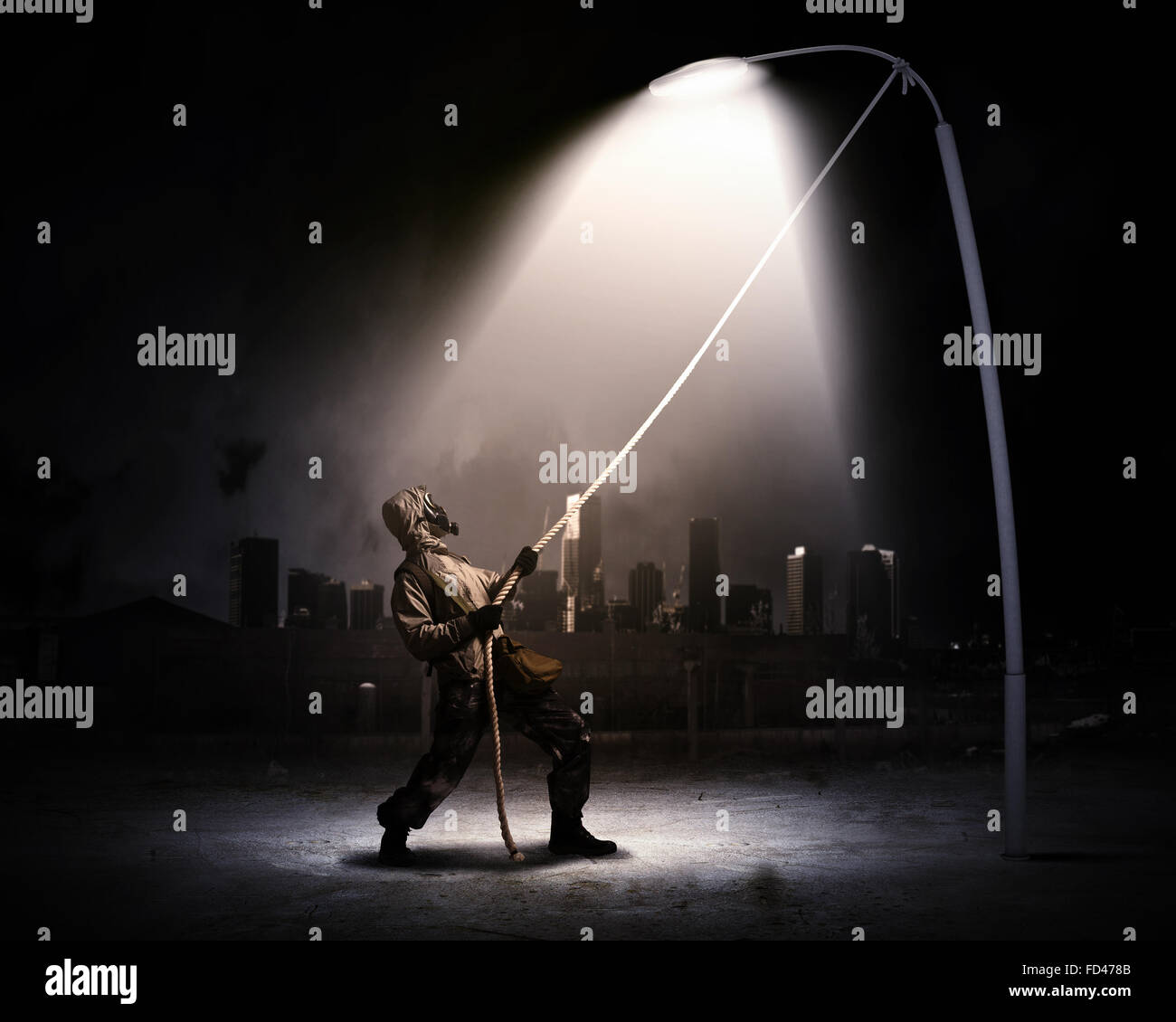 Stalker against nuclear background. Disaster and pollution Stock Photo ...