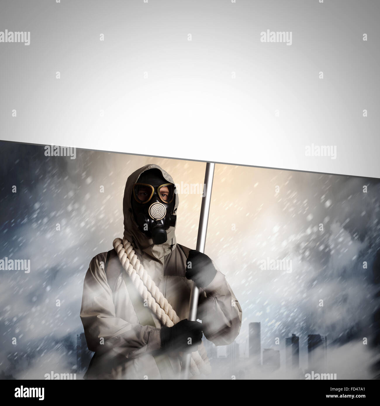 Image of stalker with blank banner against nuclear future Stock Photo ...