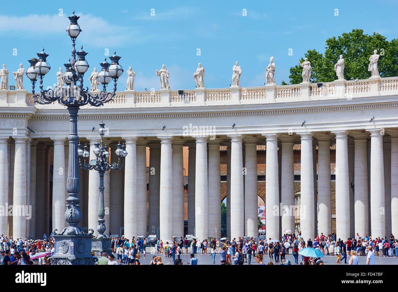 Statues of saints above Piazza San Pietro Rome Lazio Italy Europe Stock ...
