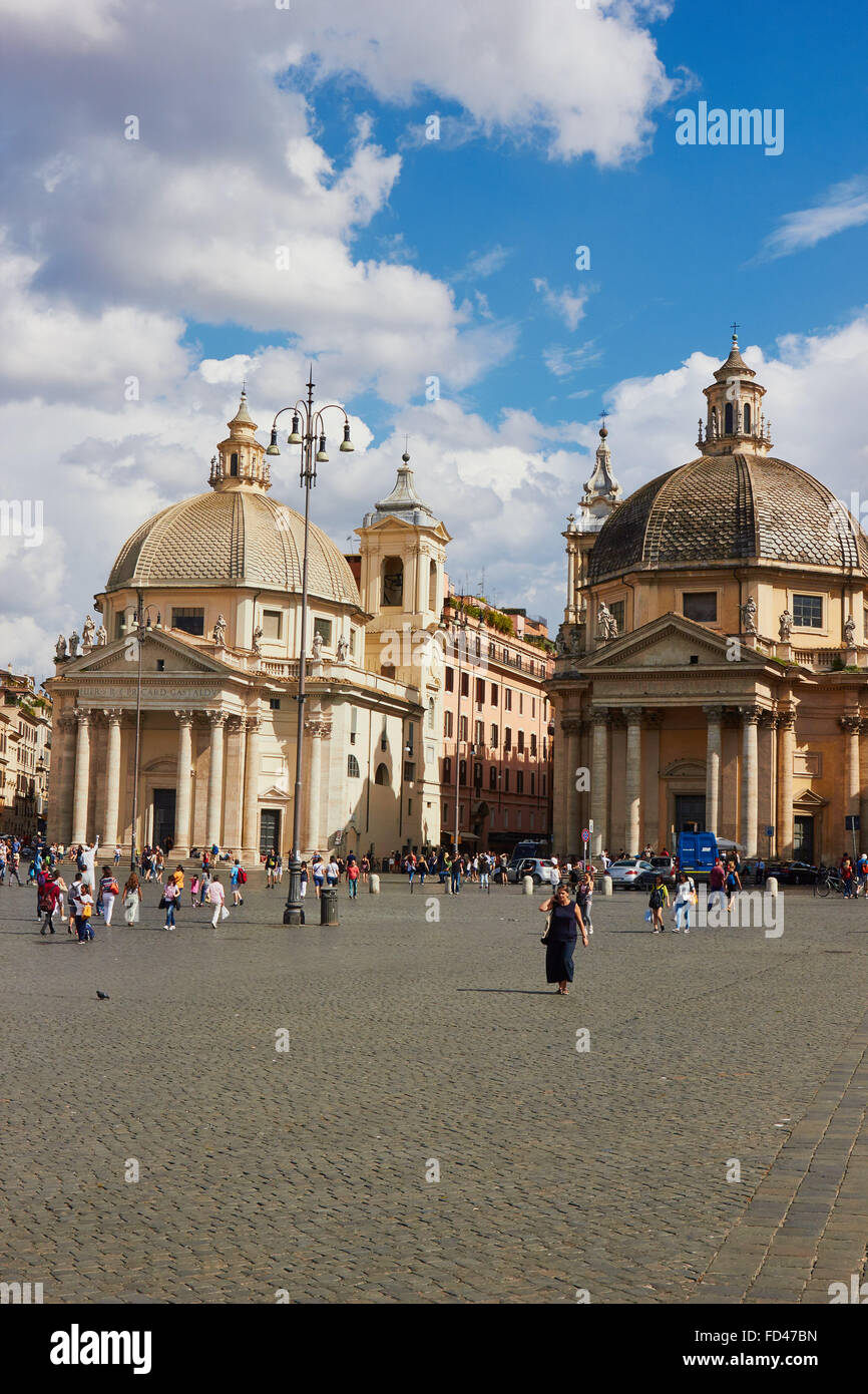 Twin churches of Santa Maria in Montesanto 1679 (left) and Santa Maria ...