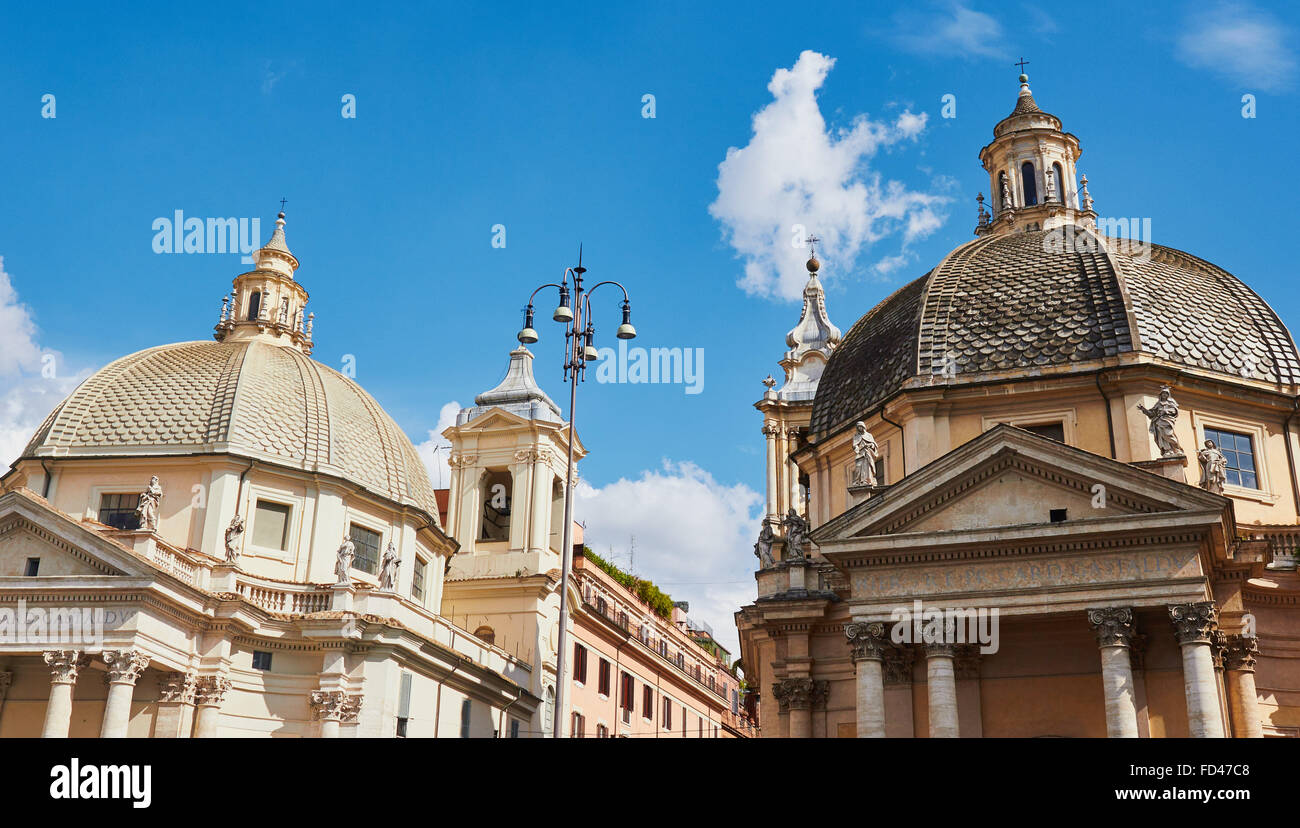 Twin churches of Santa Maria in Montesanto 1675 (left) and Santa Maria ...