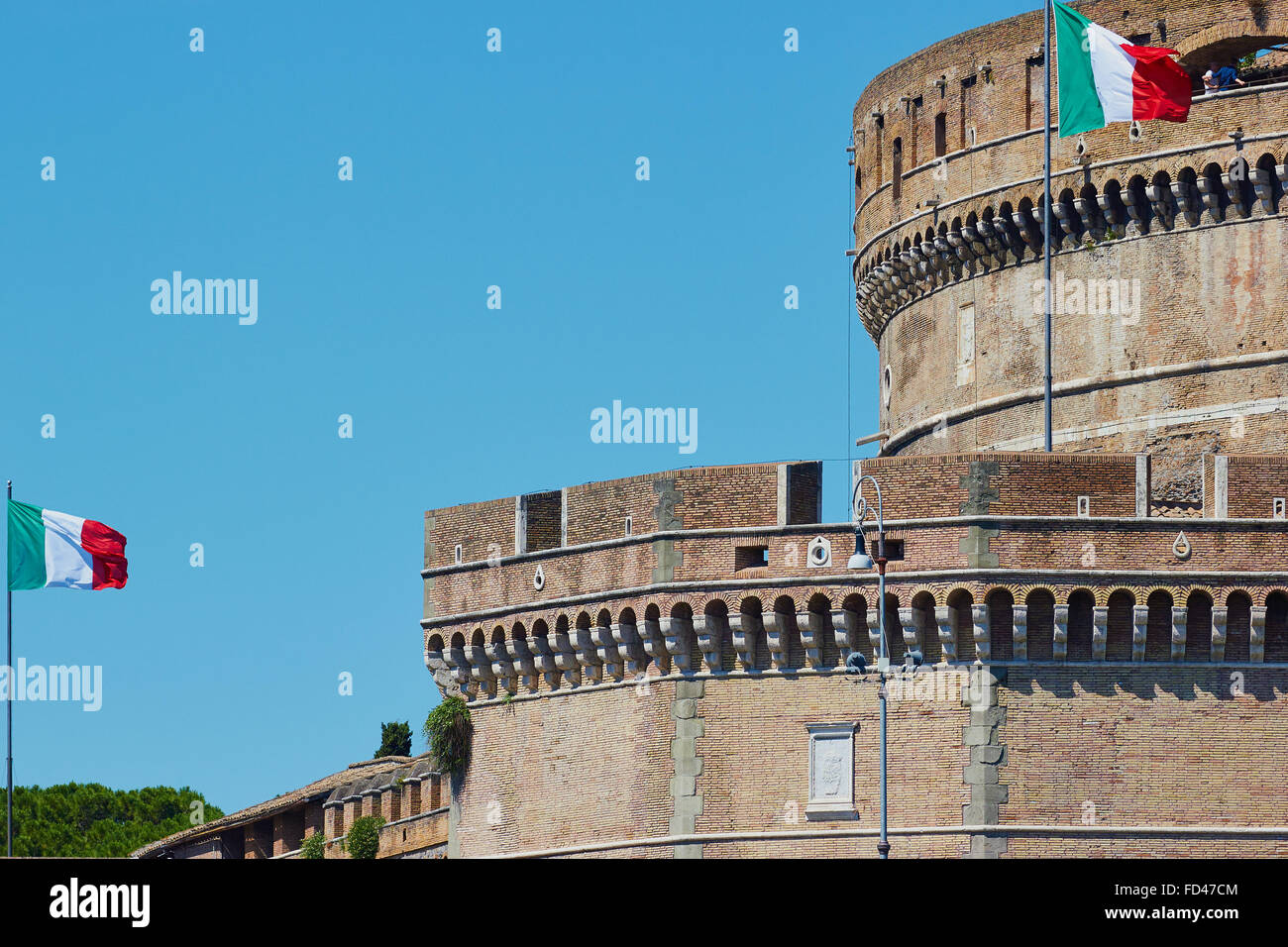 Italian flag flying Castel Sant 'Angelo Rome Lazio Italy Europe Stock ...