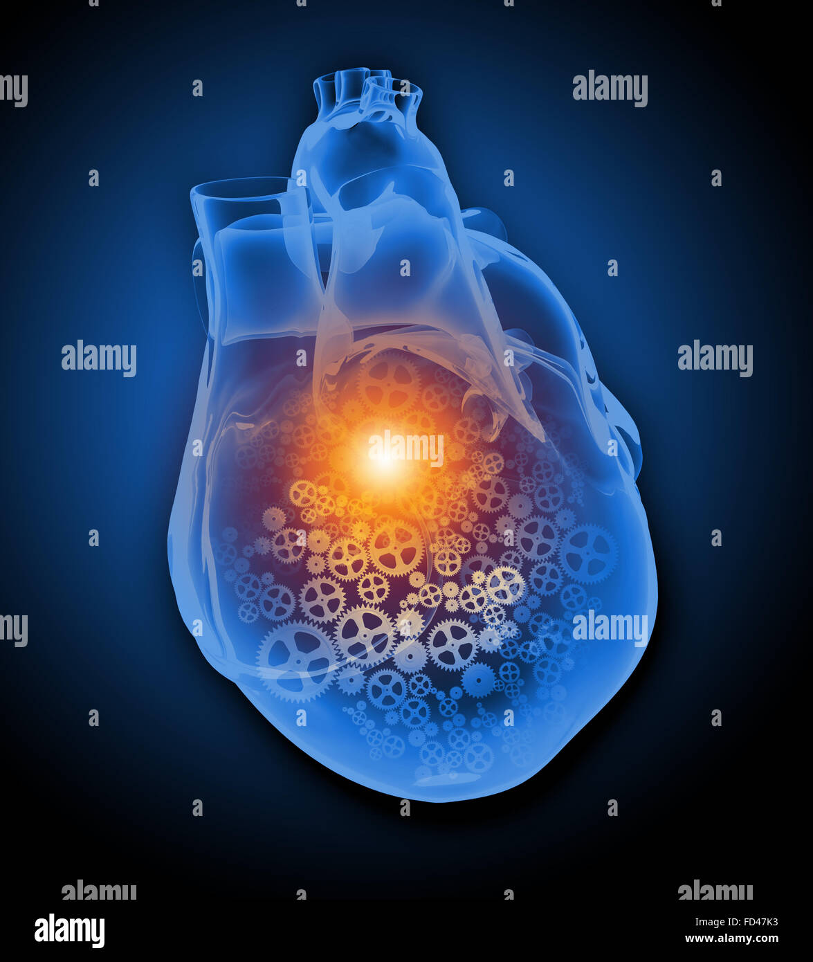 Human heart image with mechanisms. Health and medicine Stock Photo - Alamy