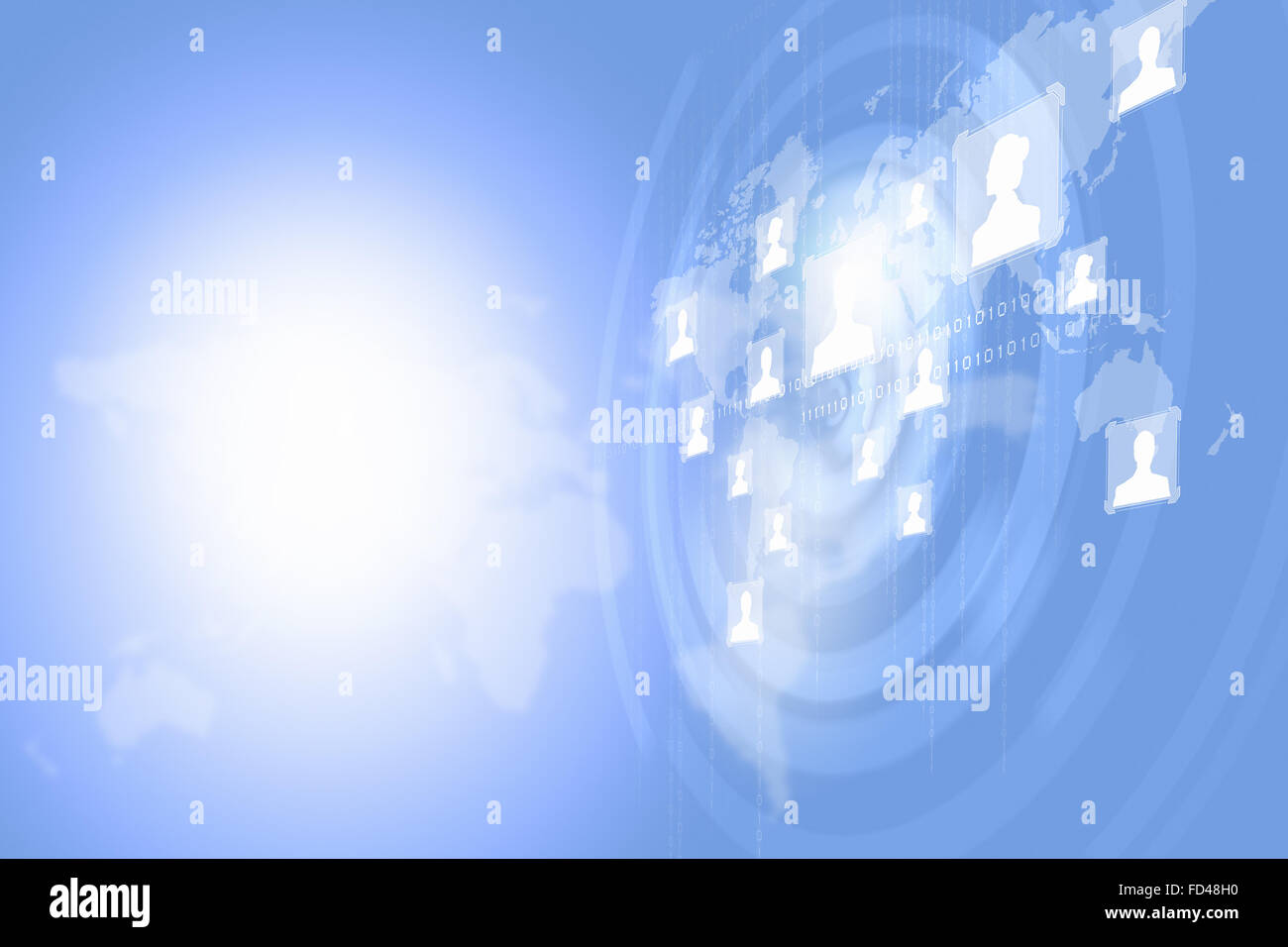 Background image with media screen and icons. New technologies Stock ...