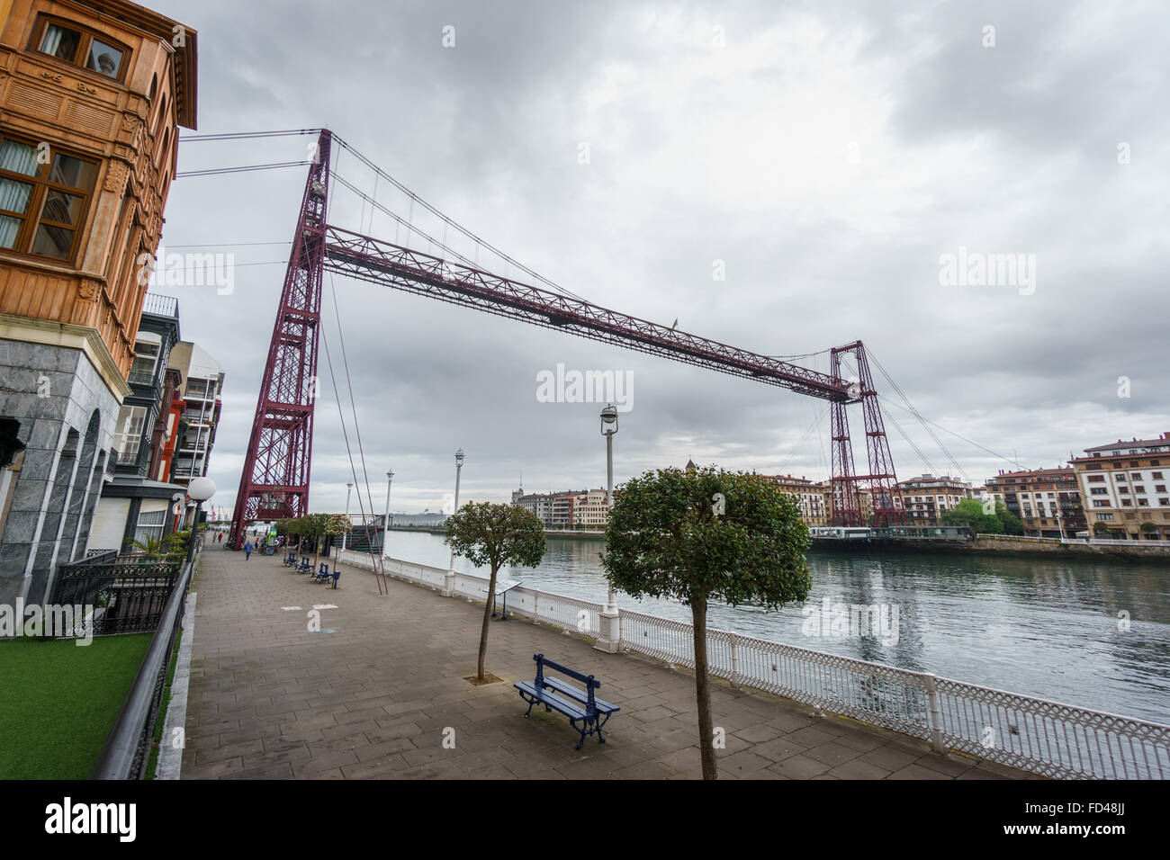 Wide angle view of the Bizkaia suspension bridge Stock Photo - Alamy