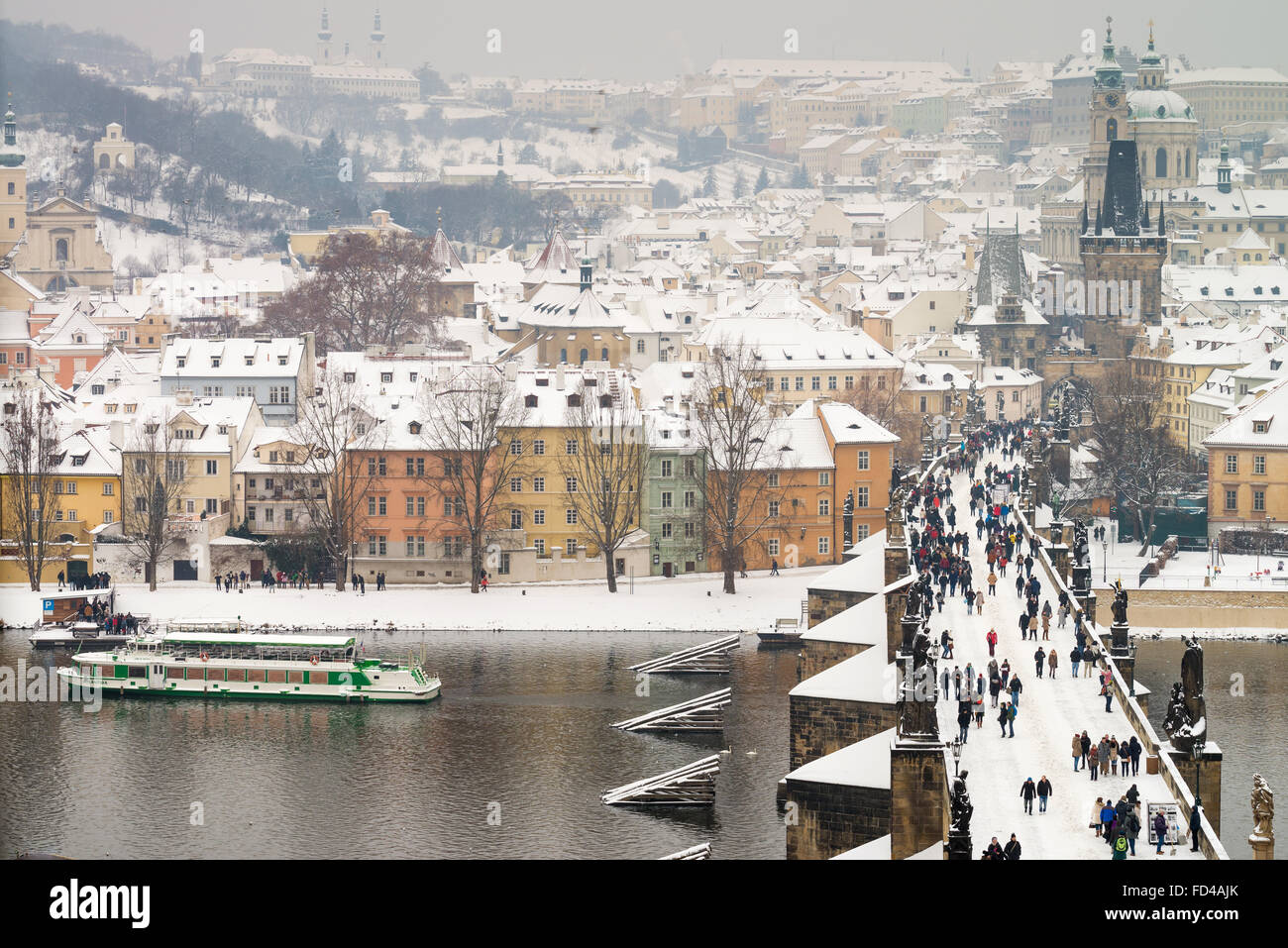 Ancient winter winter city with traditional houses hi-res stock ...