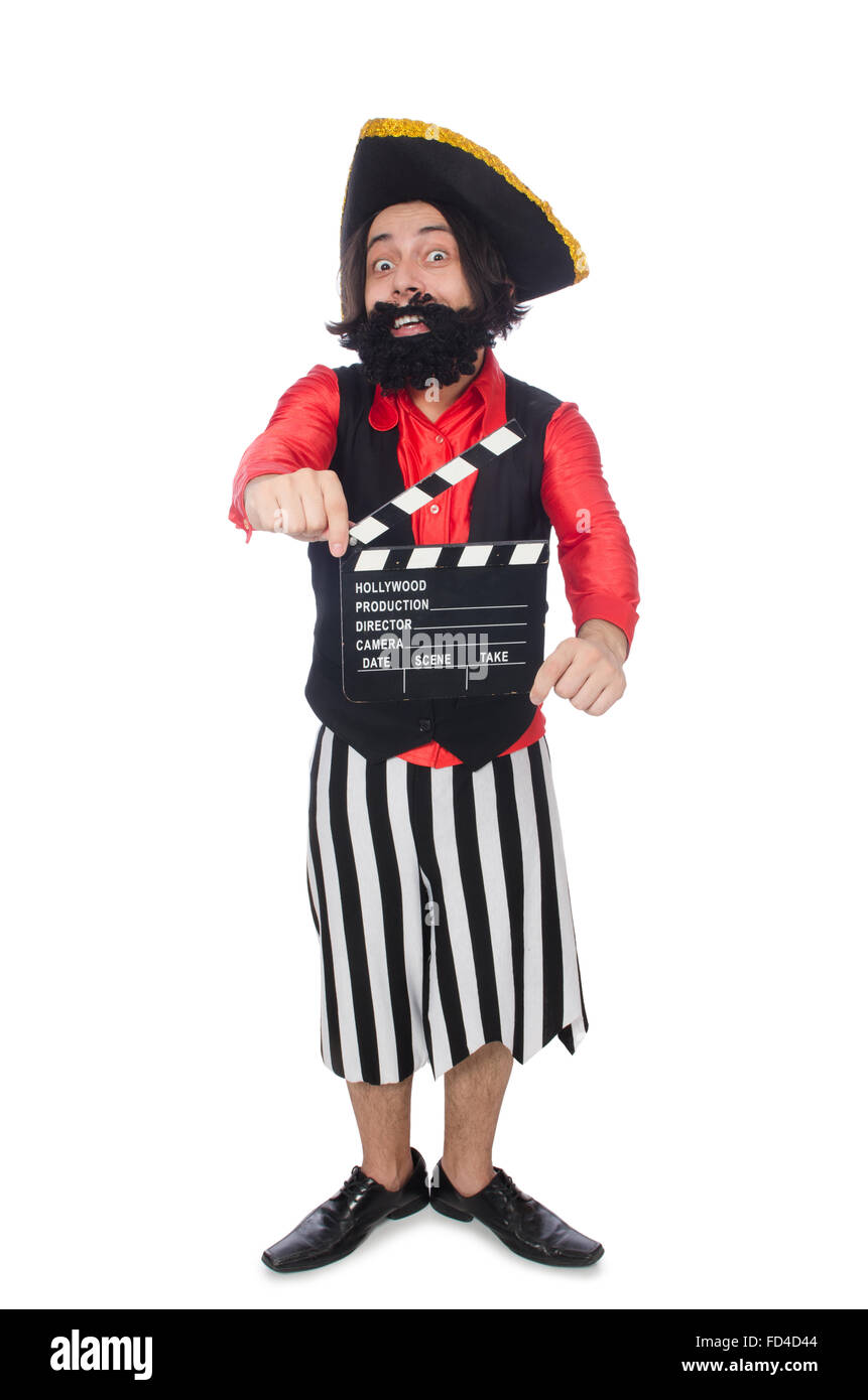 The funny pirate isolated on the white Stock Photo - Alamy