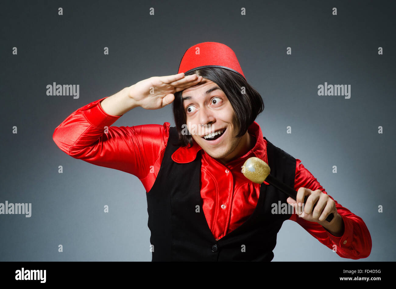 The man wearing red fez hat Stock Photo - Alamy