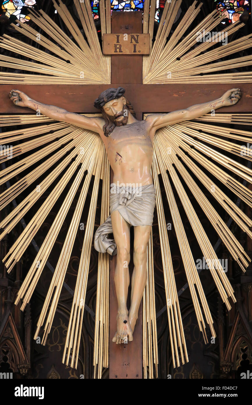 JŽsus on the cross. Maria am Gestade church (Mary at the shore Stock ...