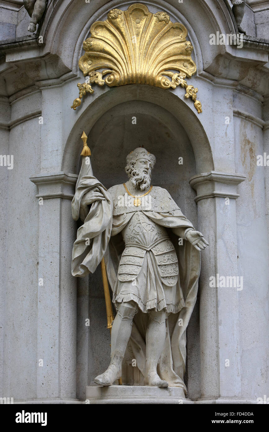 Holy Trinity column by Giovanni Giuliani. Detail. Statue of St. Leopold ...
