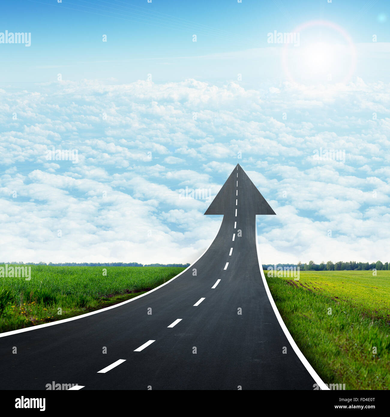 Highway road going up llike arrow Stock Photo - Alamy