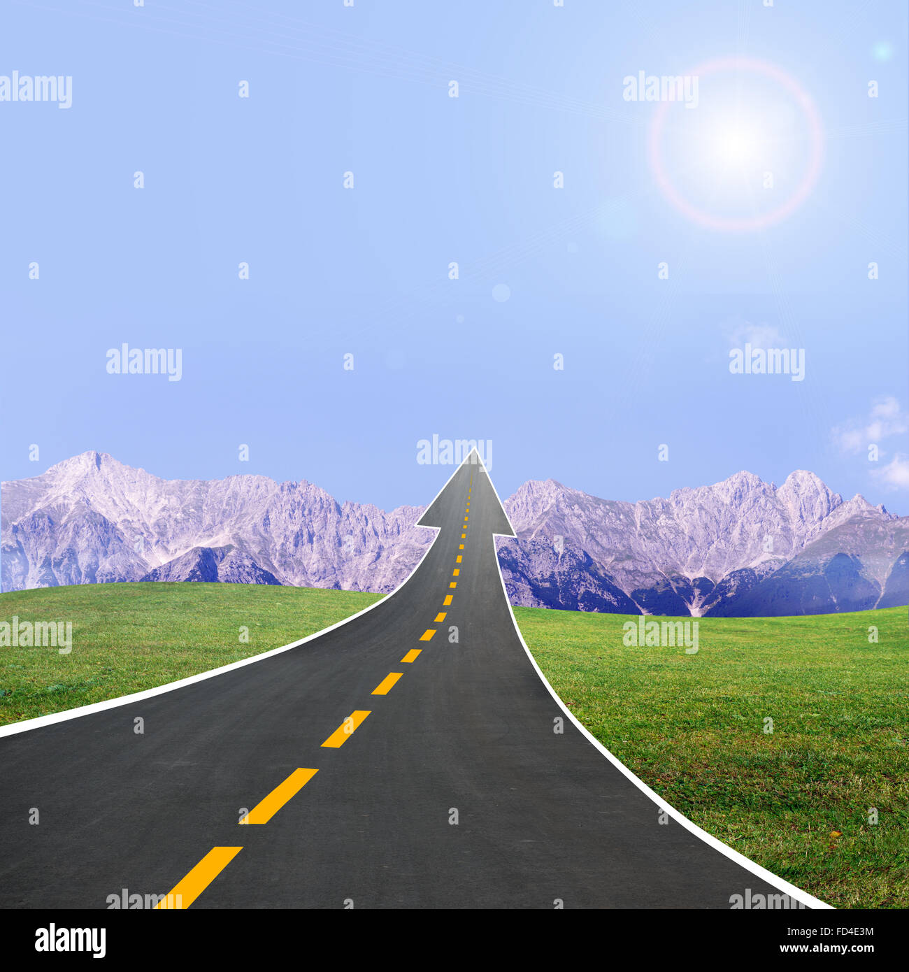 Highway road going up llike arrow Stock Photo - Alamy