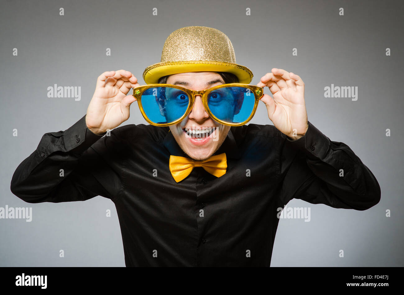 The funny man with vintage hat Stock Photo - Alamy