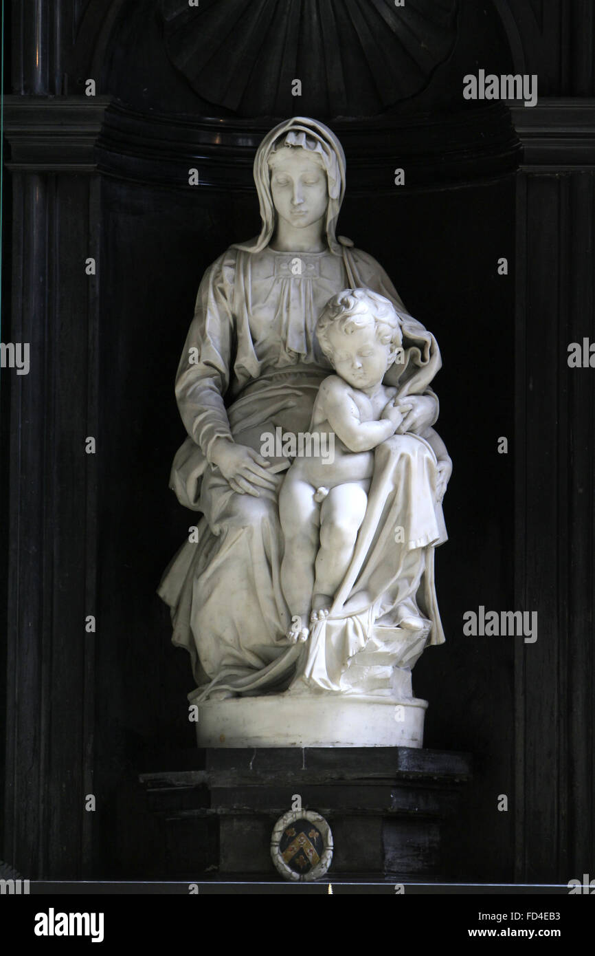 Michelangelo's Madonna and Child. 1504. Church of our Lady Stock Photo ...
