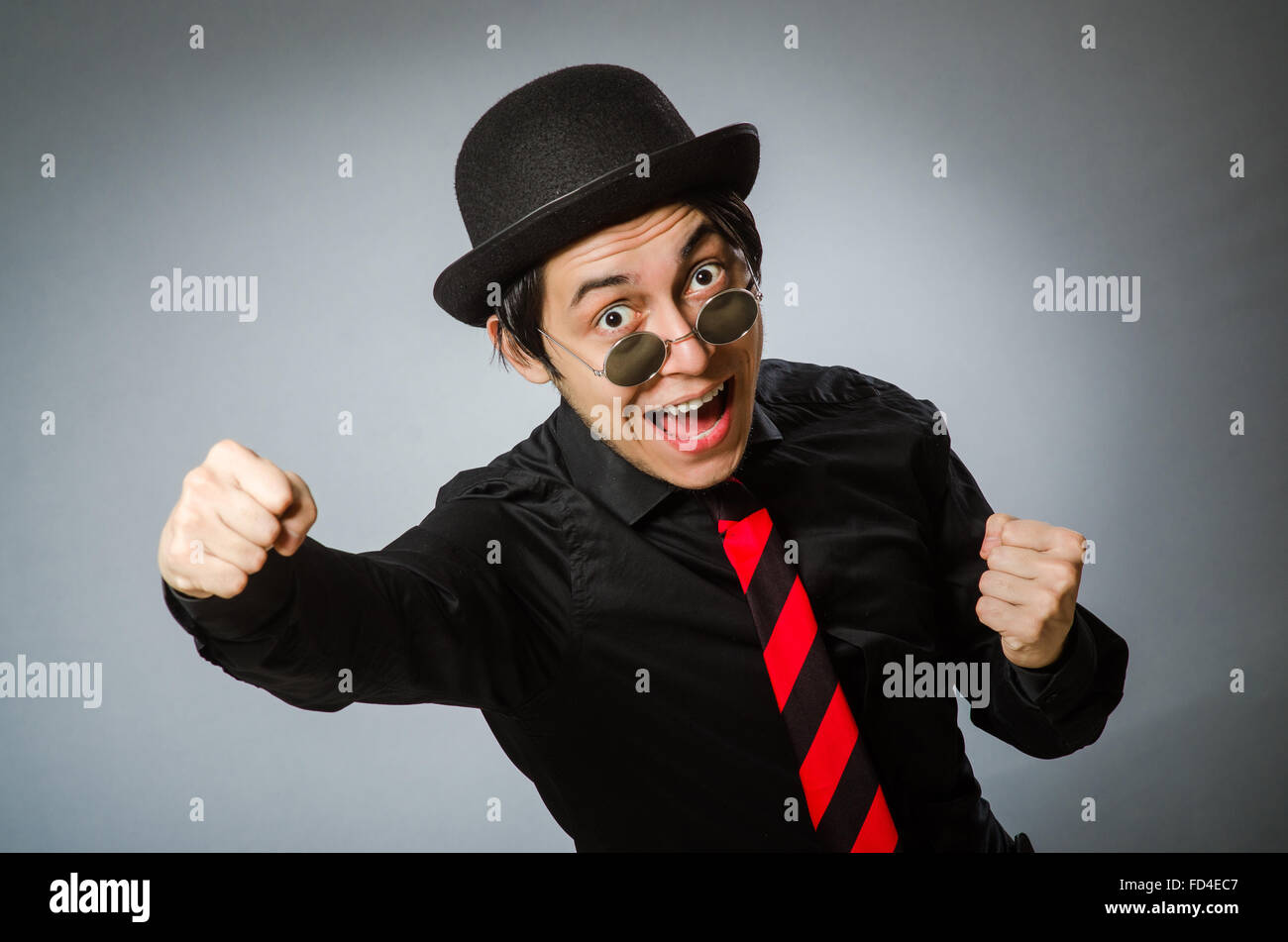 The funny man with vintage hat Stock Photo - Alamy