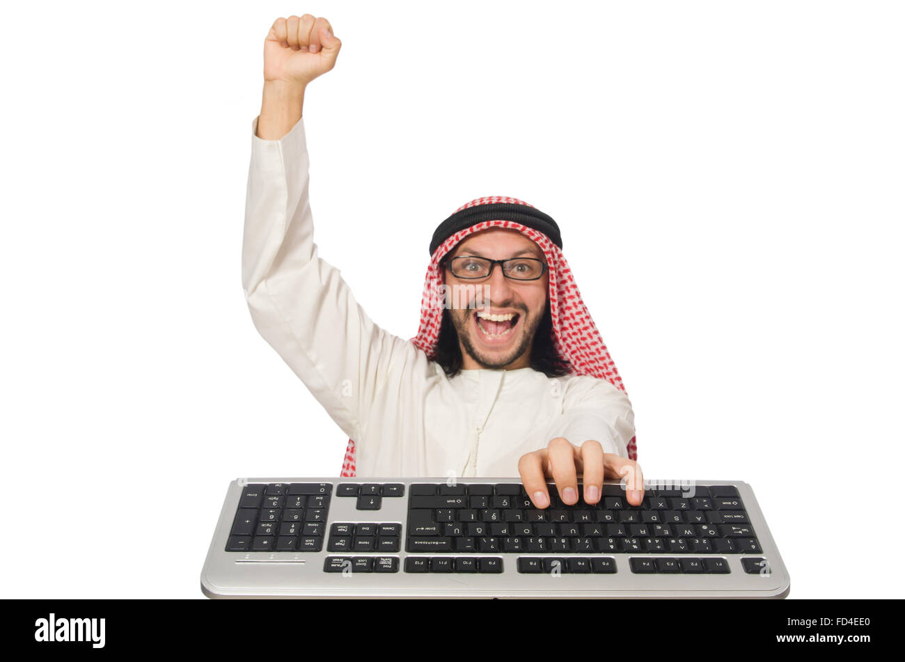 The arab businessman with computer on white Stock Photo - Alamy