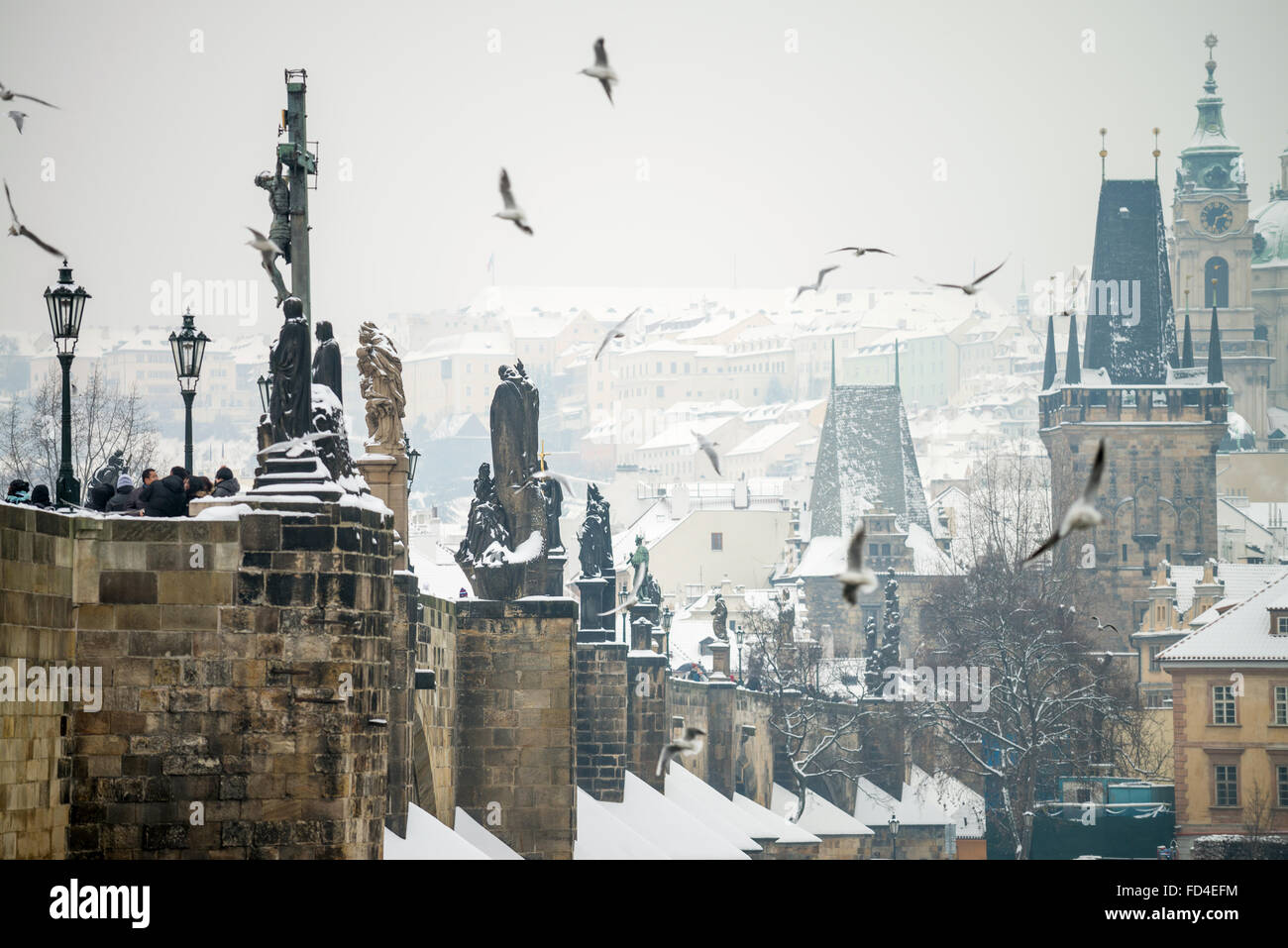 Charles bridge in winter, Prague, Czech republic Stock Photo - Alamy