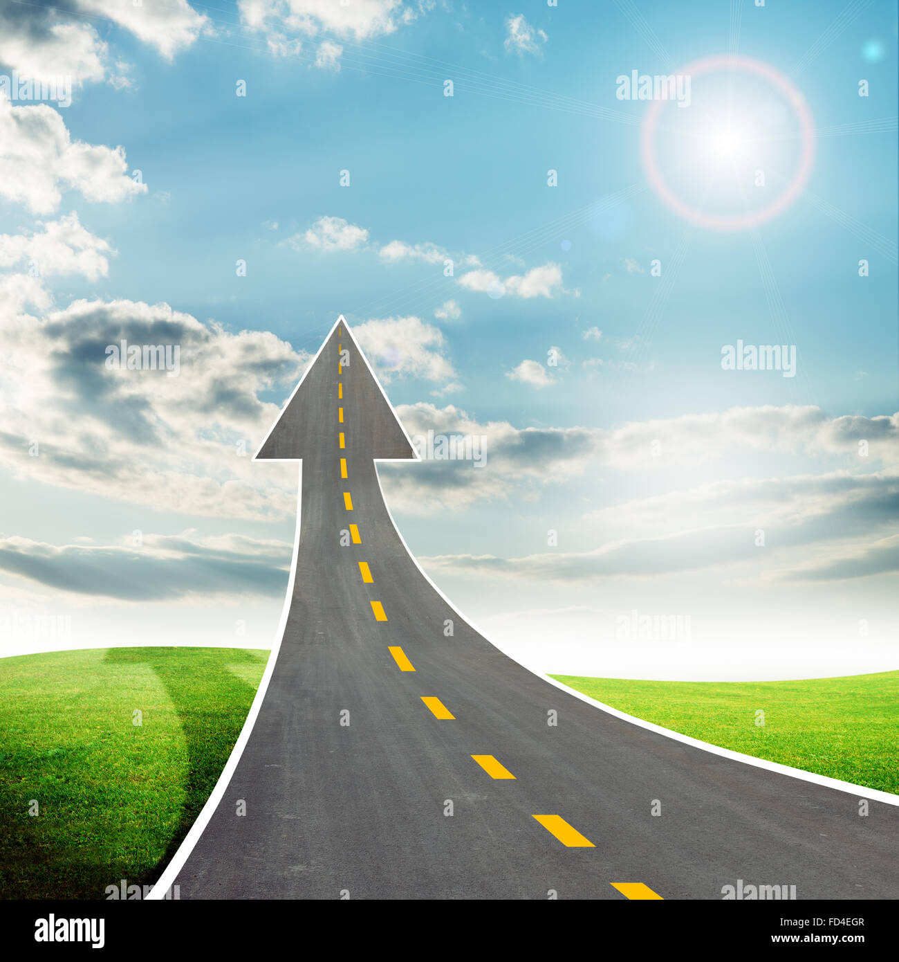 Highway road going up llike arrow Stock Photo - Alamy