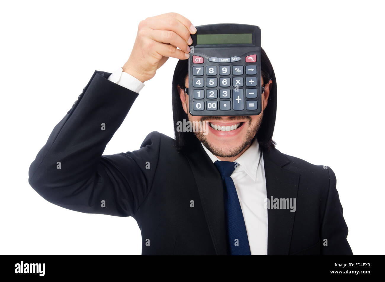 The man with calculator isolated on white Stock Photo - Alamy