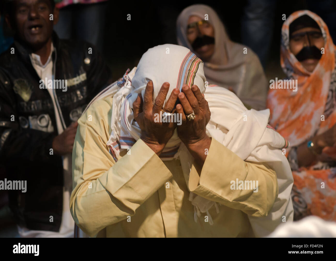 man praying during a zar ceremony, Qeshm Island, Salakh, Iran Stock ...