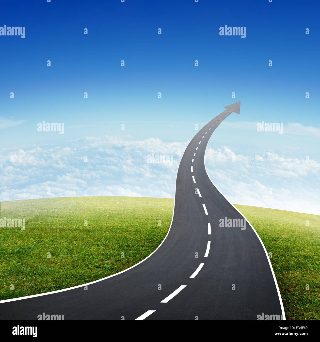 Highway road going up llike arrow Stock Photo - Alamy