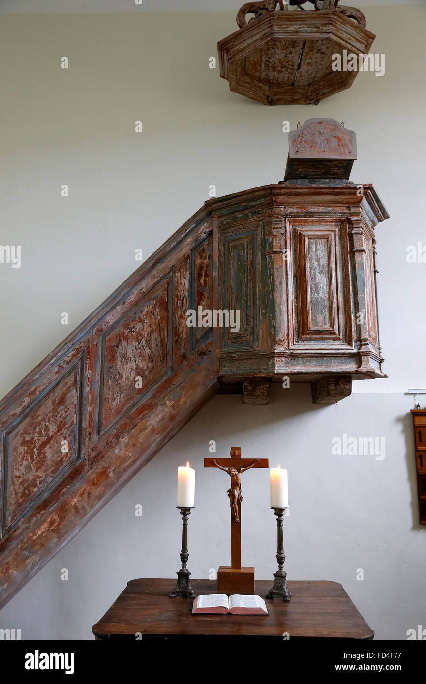 Lutherian temple in Obersteinbach. Pulpit Stock Photo - Alamy