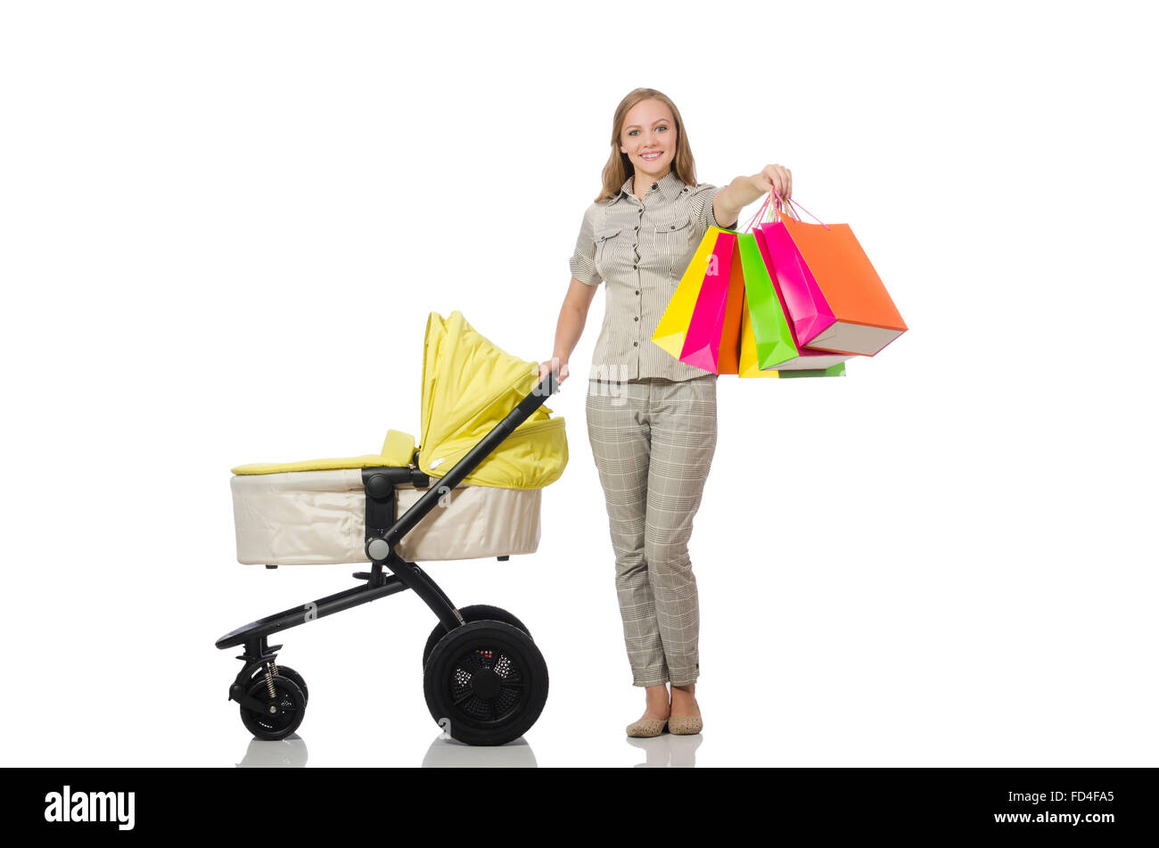 Woman shopping with pram Cut Out Stock Images & Pictures - Alamy