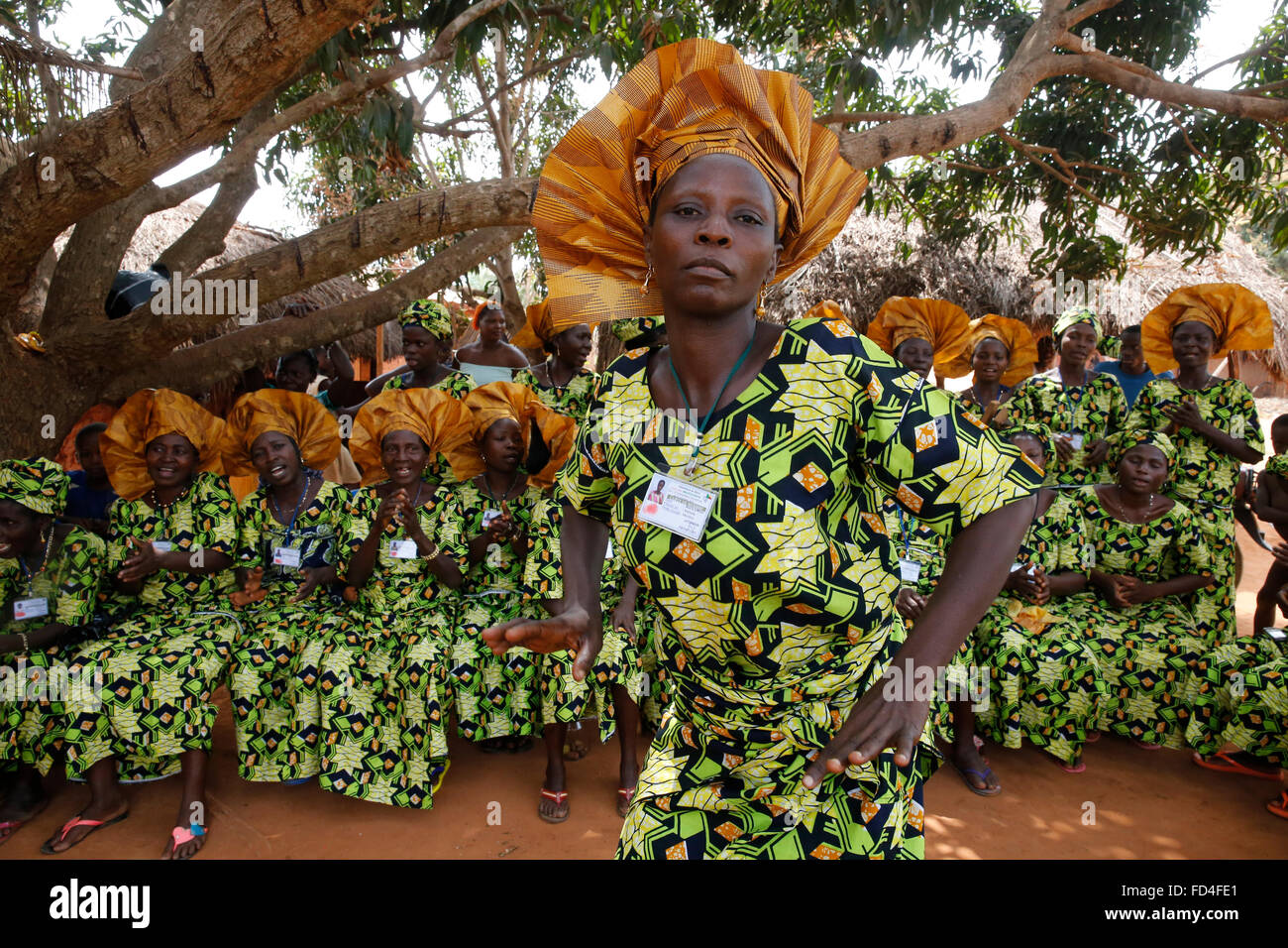 Villagers's cooperative member performing a welcome dance Stock Photo ...