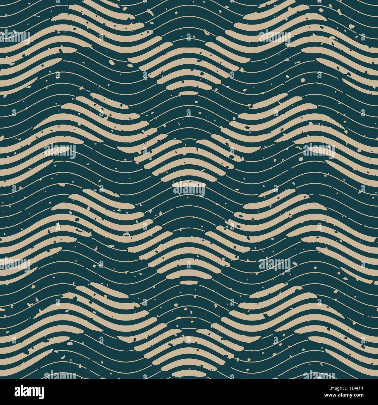 Vector Seamless Green Grey Color Hand Drawn Wavy Lines Retro Pattern ...