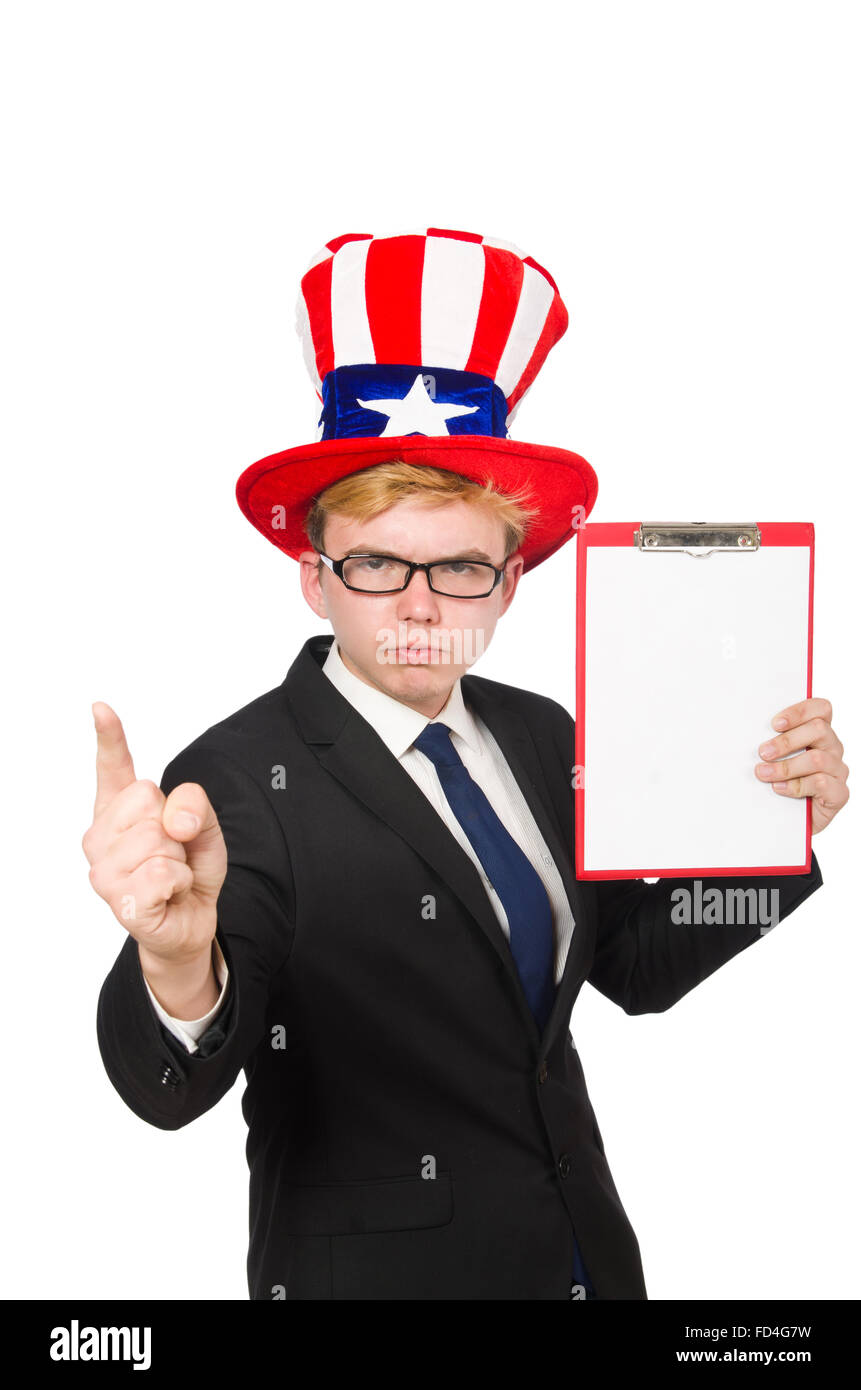 The man wearing hat with american symbols Stock Photo - Alamy
