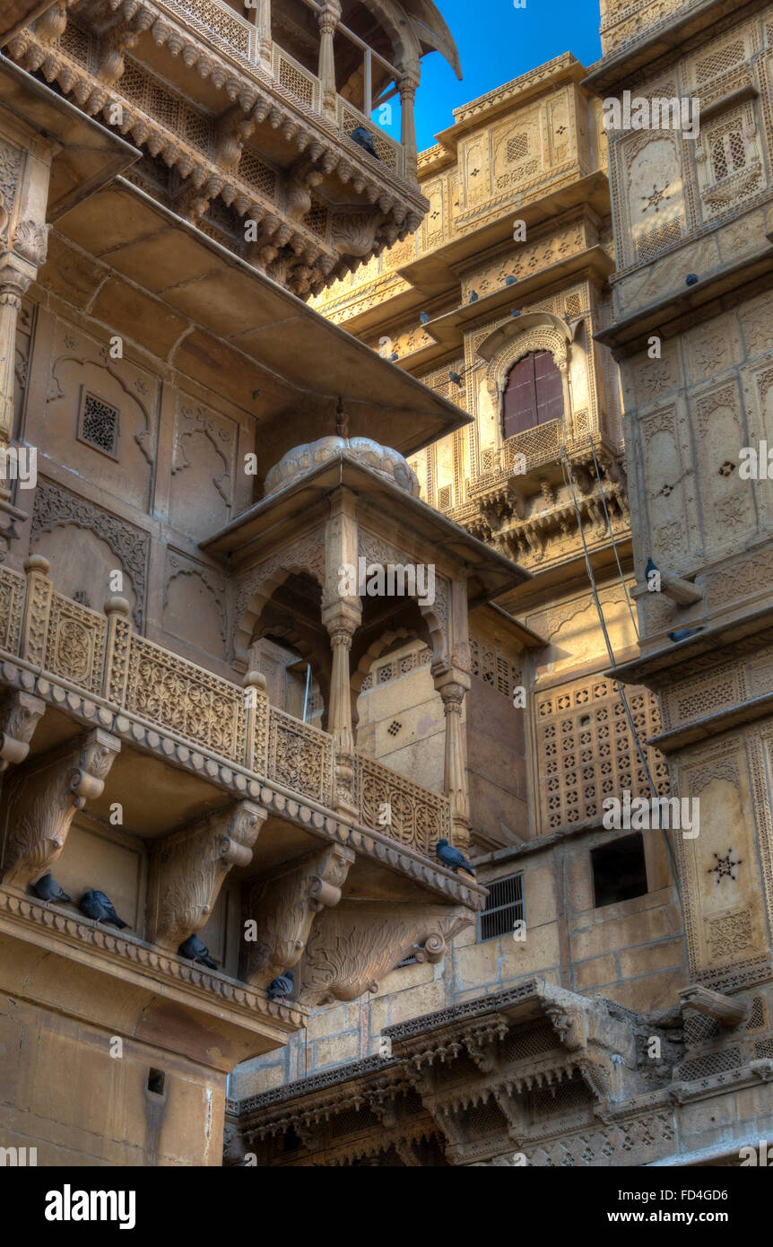 Luxurious houses with balcony on main Jaisalmer fort square, India ...