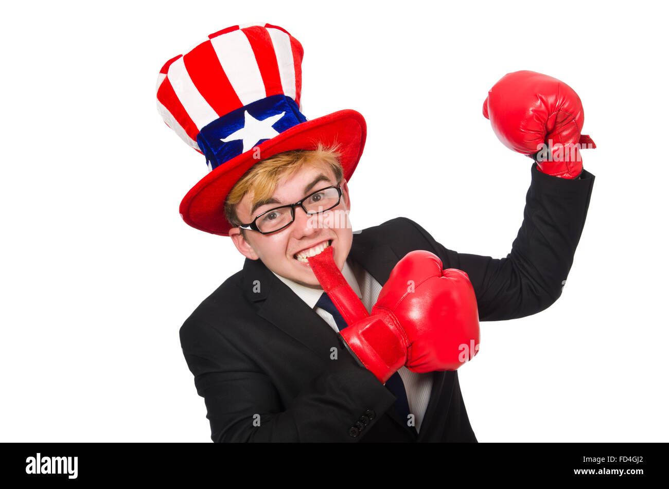 The man wearing hat with american symbols Stock Photo - Alamy